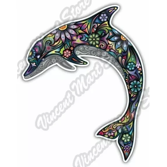 DOPASTICKER Cheerful Dolphin Abstract Ornament Colorful Car Sticker ...