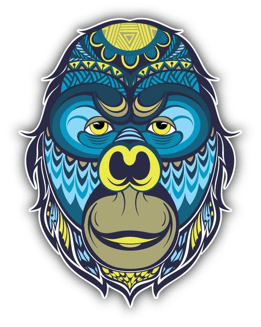 DOPASTICKER Cheerful Gorilla Head Sticker Decal Phone Decal Water ...