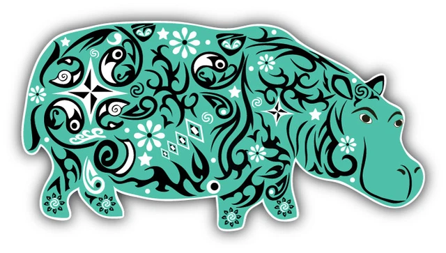 DOPASTICKER Cheerful Hippo Sticker Decal Phone Decal Water Bottle ...