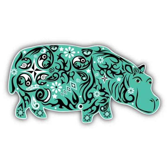DOPASTICKER Cheerful Hippo Sticker Decal Phone Decal Water Bottle ...