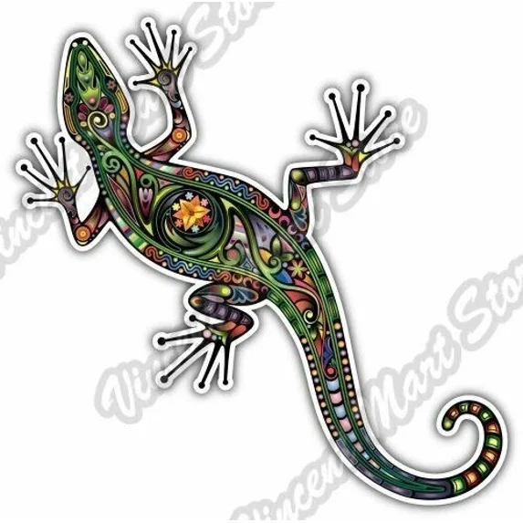 DOPASTICKER Cheerful Lizard Abstract Ornament Colorful Car Sticker ...