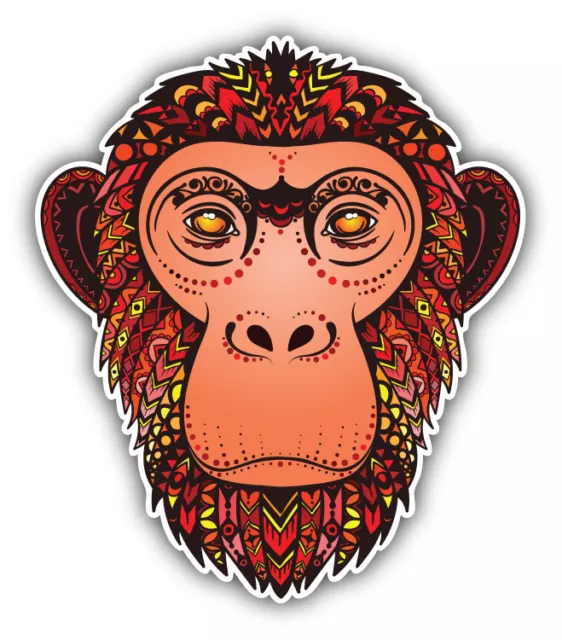 DOPASTICKER Cheerful Monkey Head Sticker Decal Phone Decal Water Bottle ...