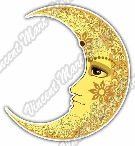 DOPASTICKER Cheerful Moon Face Abstract Ornament Car Sticker Decal ...