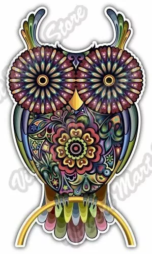 DOPASTICKER Cheerful Owl Abstract Ornament Colorful Car Sticker Decal ...