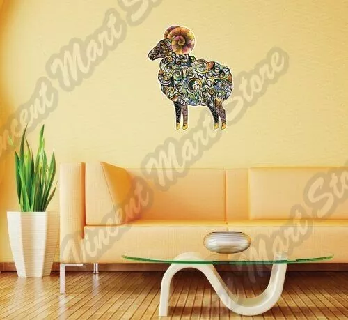 DOPASTICKER Cheerful Ram Sheep Abstract Colorful Wall Sticker Interior ...