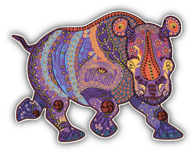 DOPASTICKER Cheerful Rhino Sticker Decal Phone Decal Water Bottle ...