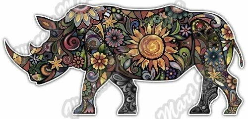 DOPASTICKER Cheerful Rhinoceros Rhino Abstract Colorful Car Sticker ...
