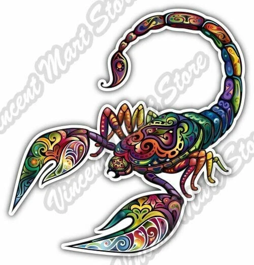 DOPASTICKER Cheerful Scorpion Abstract Ornament Colorful Car Sticker ...
