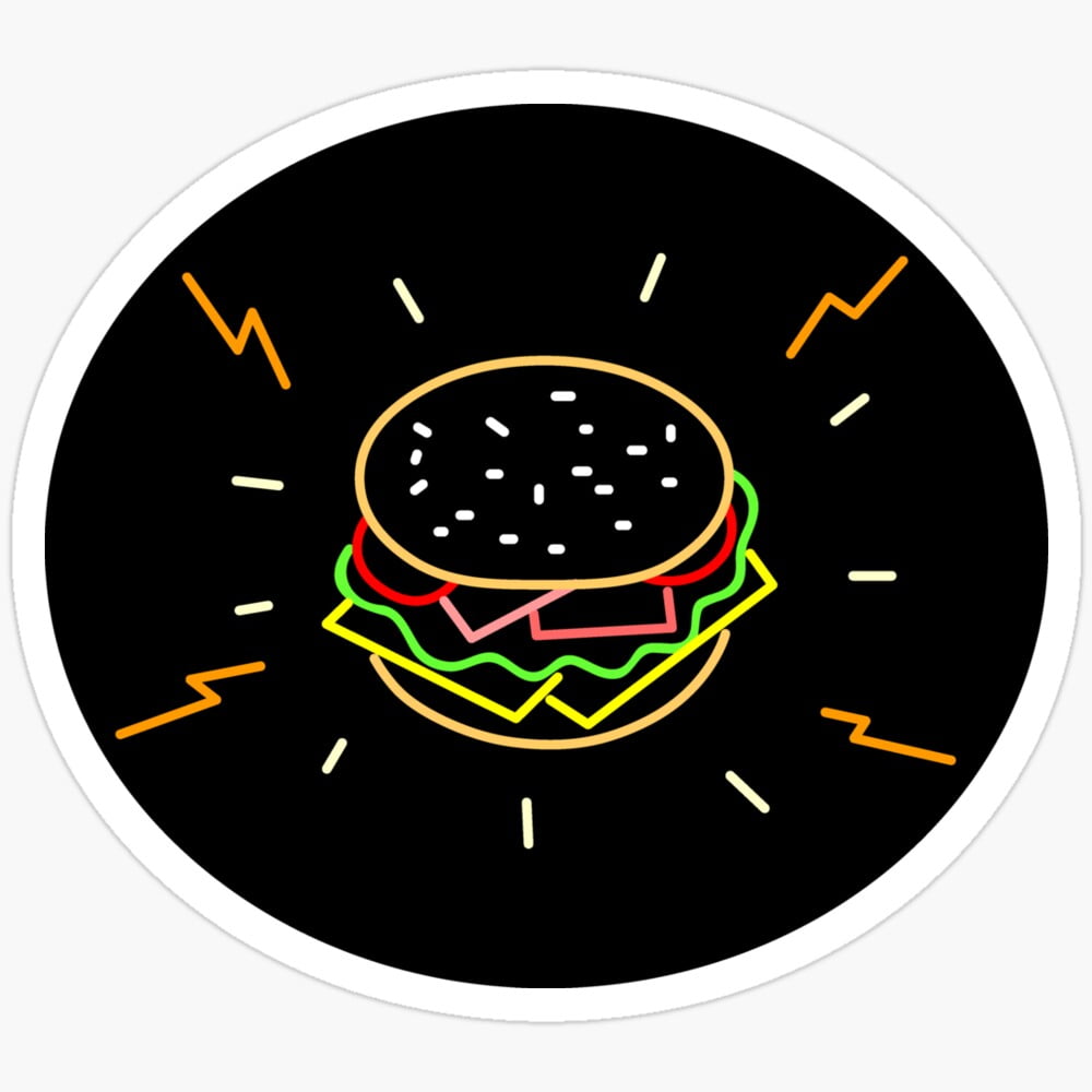 DOPASTICKER Cheeseburger Retro Neon Sign Oval Sticker Phone Decal Water ...