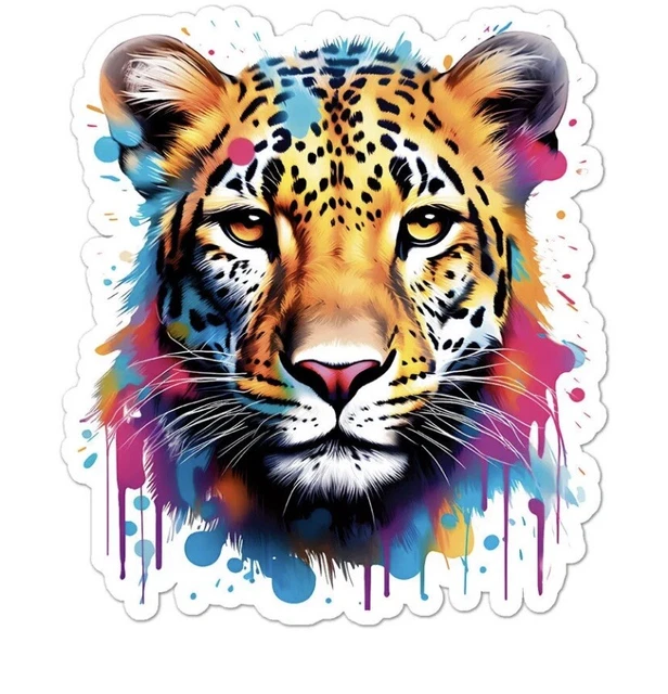 DOPASTICKER Cheetah Sticker Colorful Rainbow Paint Splash Cool Effect ...