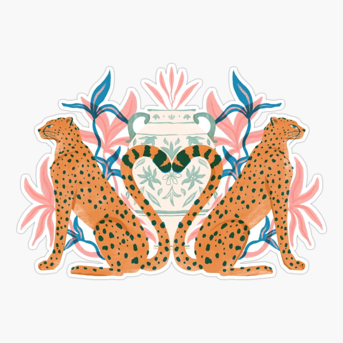 DOPASTICKER Cheetah Symmetry Sticker, Phone Sticker Water Bottle ...
