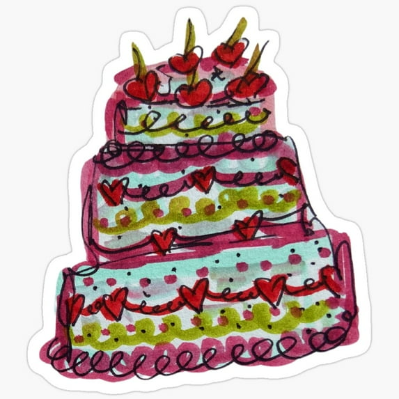 DOPASTICKER Cherry Birthday Cake Sticker Phone Sticker, Latop Sticker ...