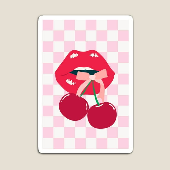 DOPASTICKER Cherry Lips - Retro Coquette Style In Pretty Pink And ...