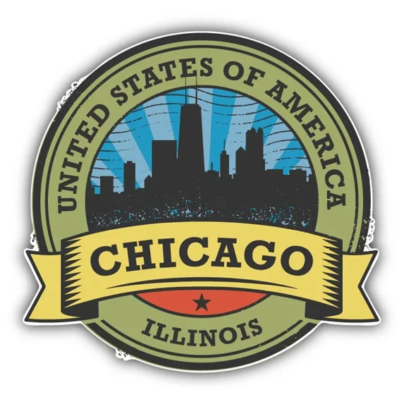 DOPASTICKER Chicago City Illinois Usa Label Sticker Decal Phone Decal ...