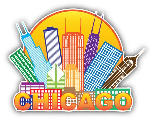 DOPASTICKER Chicago City Usa Cartoon Label Sticker Decal Phone Decal ...