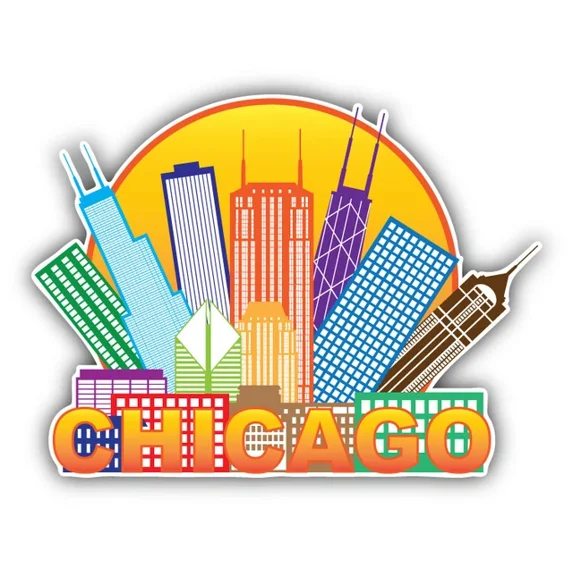 DOPASTICKER Chicago City Usa Cartoon Label Sticker Decal Phone Decal ...