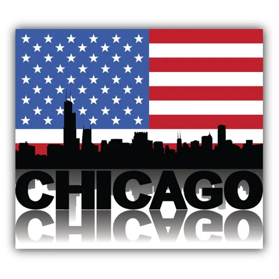 DOPASTICKER Chicago City Usa Flag Label Sticker Decal Phone Decal Water ...