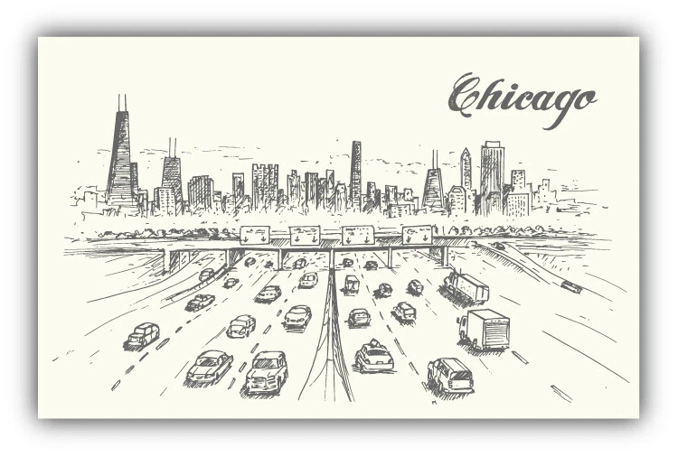 DOPASTICKER Chicago City Usa Sketch Label Car Bumper Sticker Decal Gift ...