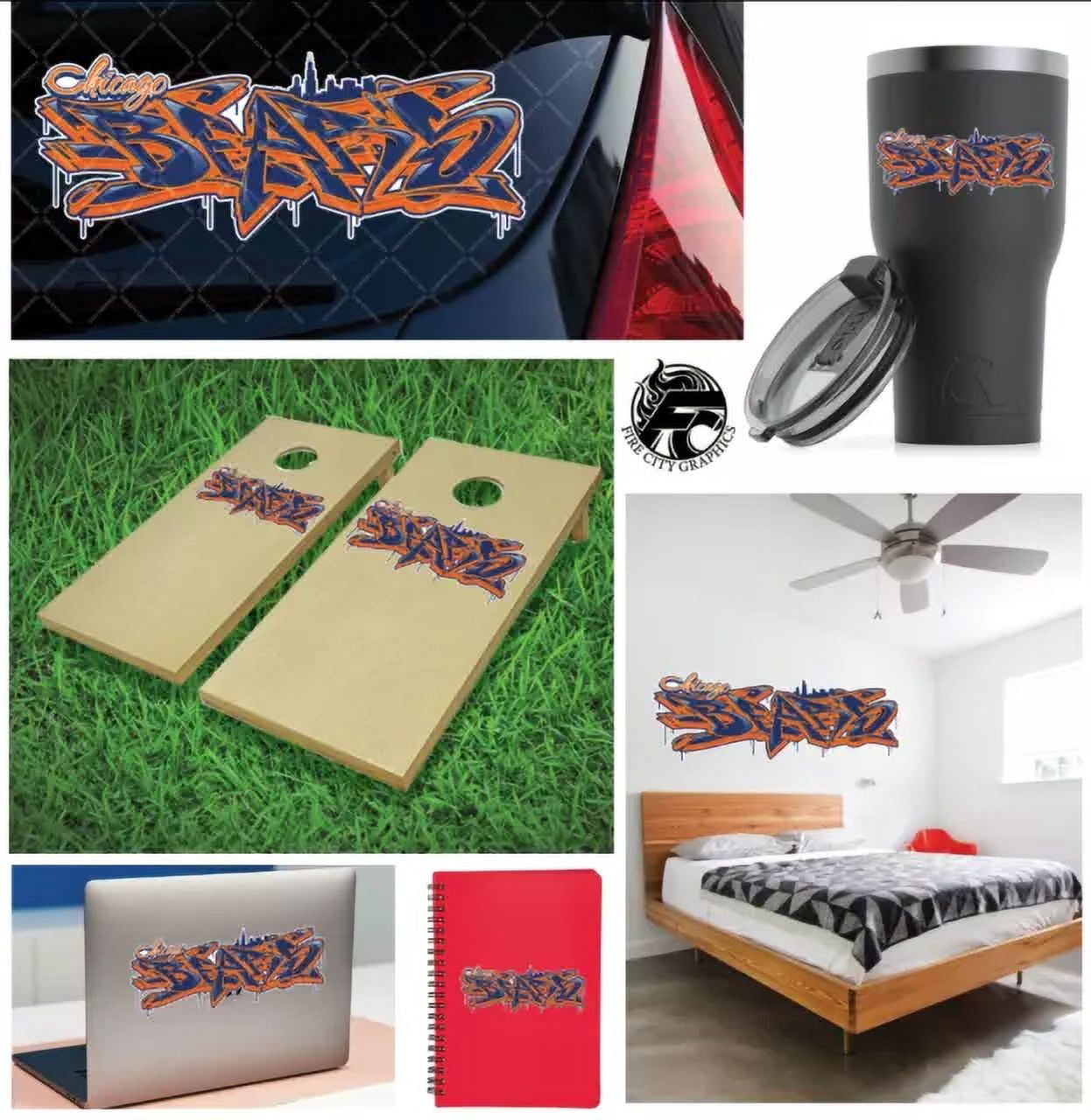 DOPASTICKER Chicago Football Team Decal Graffiti Car Truck Window Wall ...