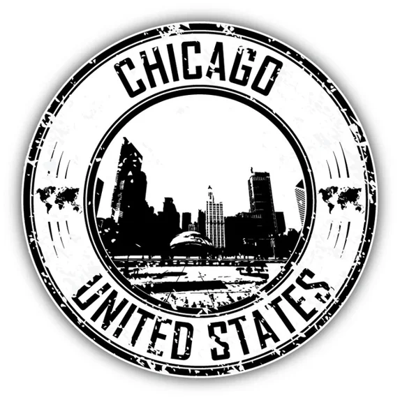 DOPASTICKER Chicago United States Grunge Rubber Travel Sticker Decal ...