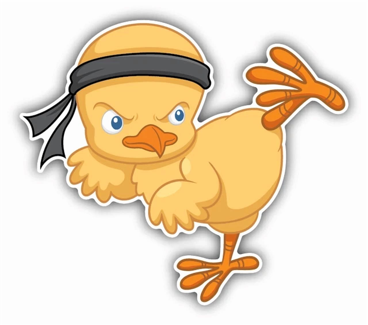 DOPASTICKER Chick Karate Kick Cartoon Sticker Decal Phone Decal Water ...