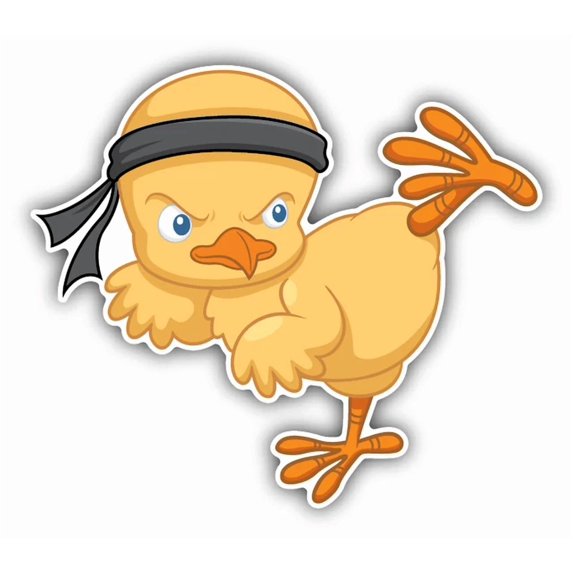 DOPASTICKER Chick Karate Kick Cartoon Sticker Decal Phone Decal Water ...