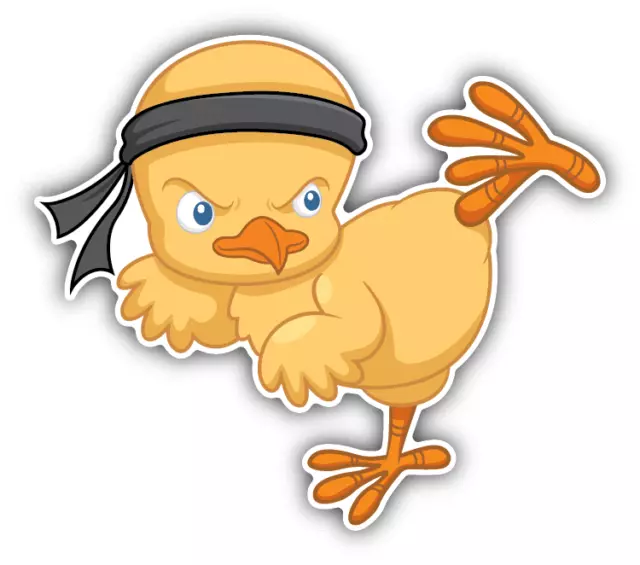 DOPASTICKER Chick Karate Kick Cartoon Sticker Decal Phone Decal Water ...