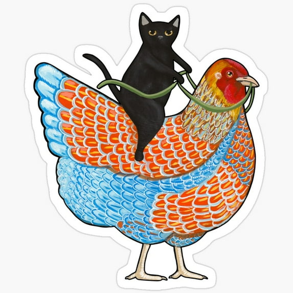 DOPASTICKER Chicken Ride Wyandotte And Black Cat, Phone Stickers Water ...