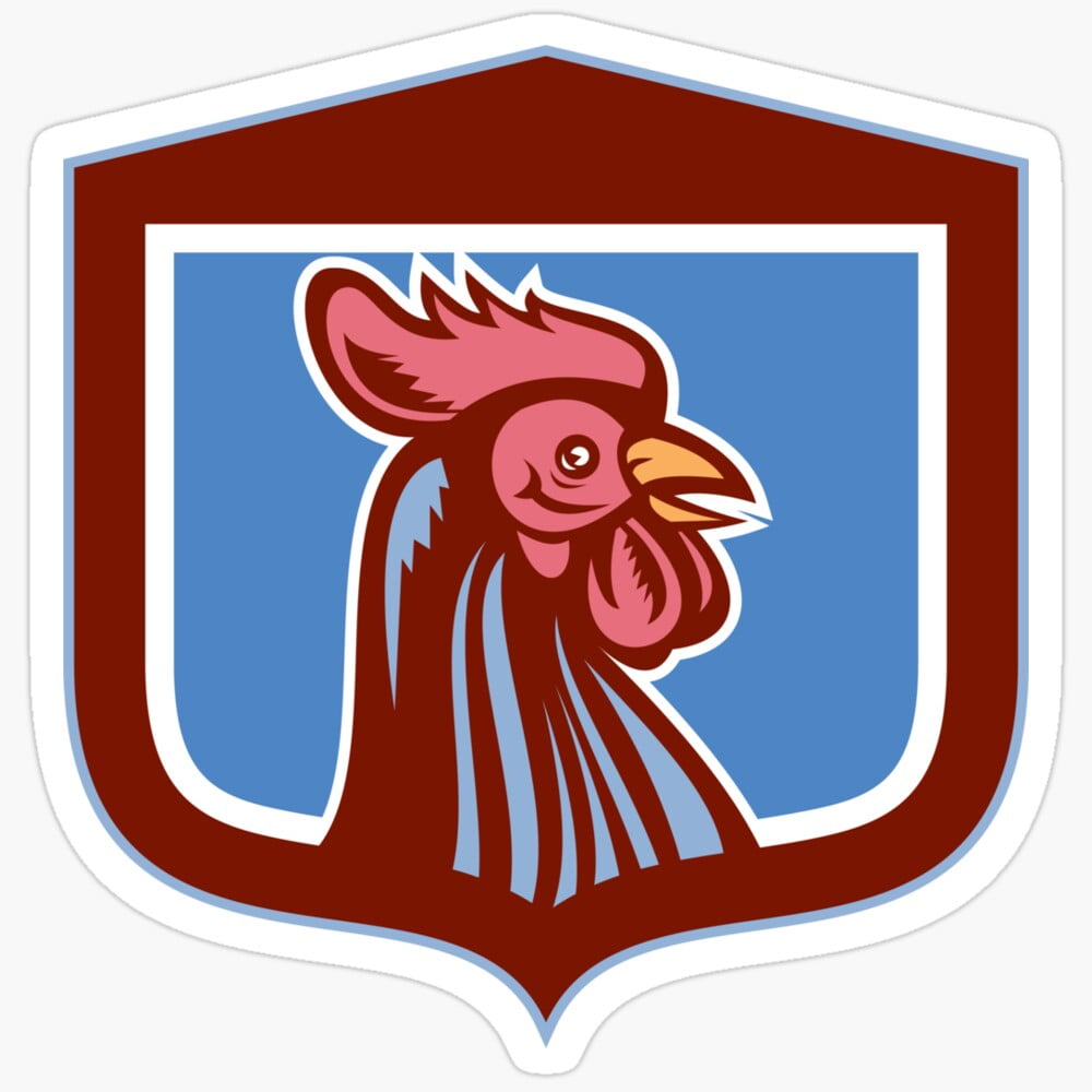 DOPASTICKER Chicken Rooster Head Side View Shield Retro Sticker Phone ...