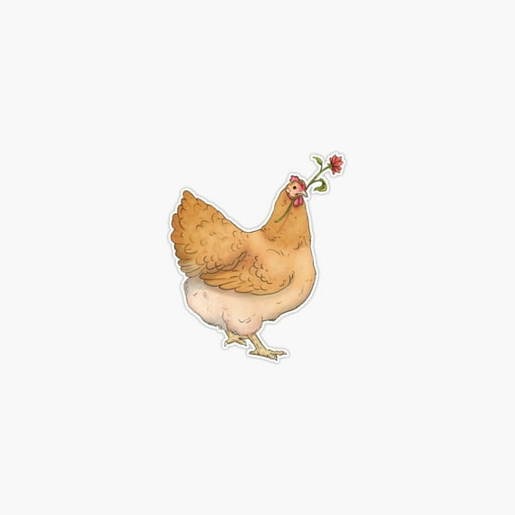 DOPASTICKER Chicken With Red Flower Sticker, Phone Sticker Car Sticker ...