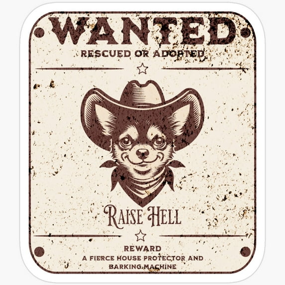 DOPASTICKER Chihuahua Western Wanted Sign Sticker, Waterproof Decal For ...