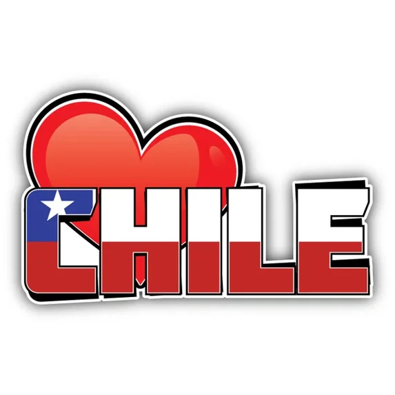 DOPASTICKER Chile Art Heart Flag Travel Sticker Decal Phone Decal Water ...