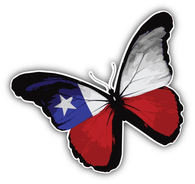 DOPASTICKER Chile Flag Butterfly Sticker Decal Phone Decal Water Bottle ...