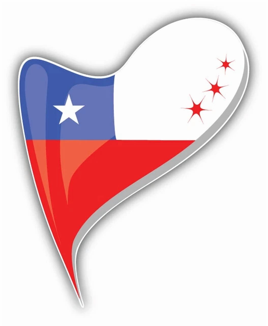 DOPASTICKER Chile Flag Glossy Art Heart Sticker Decal Phone Decal Water ...