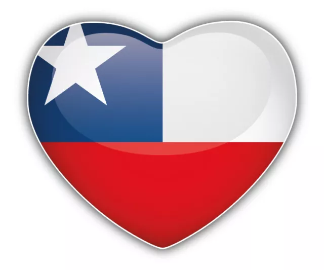 DOPASTICKER Chile Flag Glossy Heart Label Sticker Decal Phone Decal ...