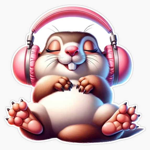 DOPASTICKER Chill Vibes Hamster - Relaxing With Music Headphones ...