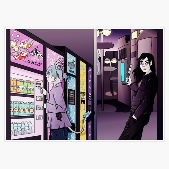 DOPASTICKER Chilling At The Vending Machine Sticker, Phone Sticker Car ...