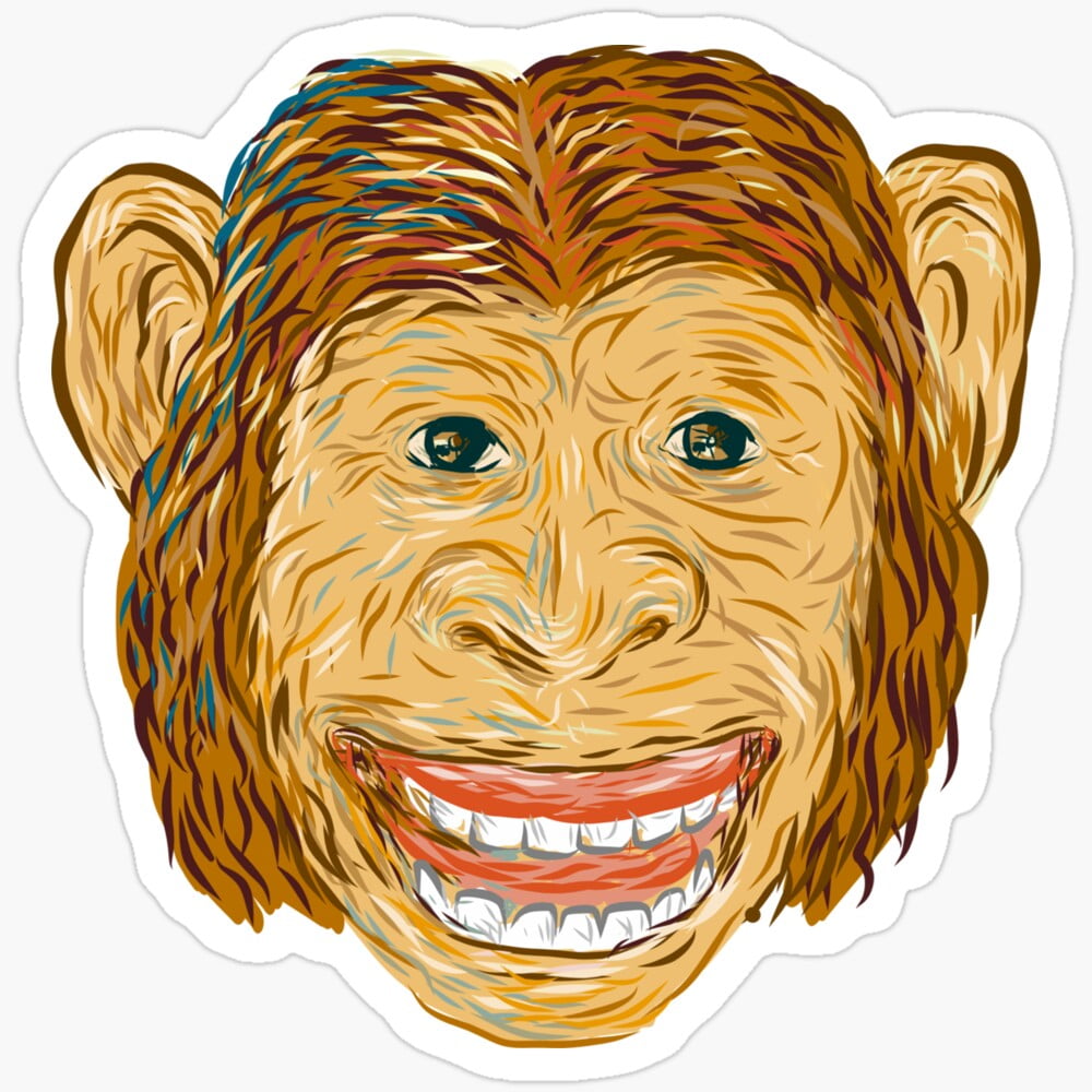 DOPASTICKER Chimpanzee Head Front Isolated Sticker Phone Decal Water ...
