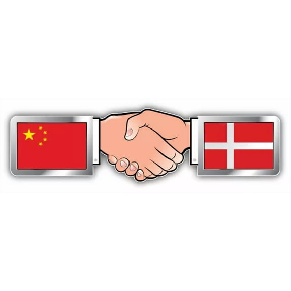 DOPASTICKER China Denmark Hand Shaking Flags Sticker Decal Phone Decal ...