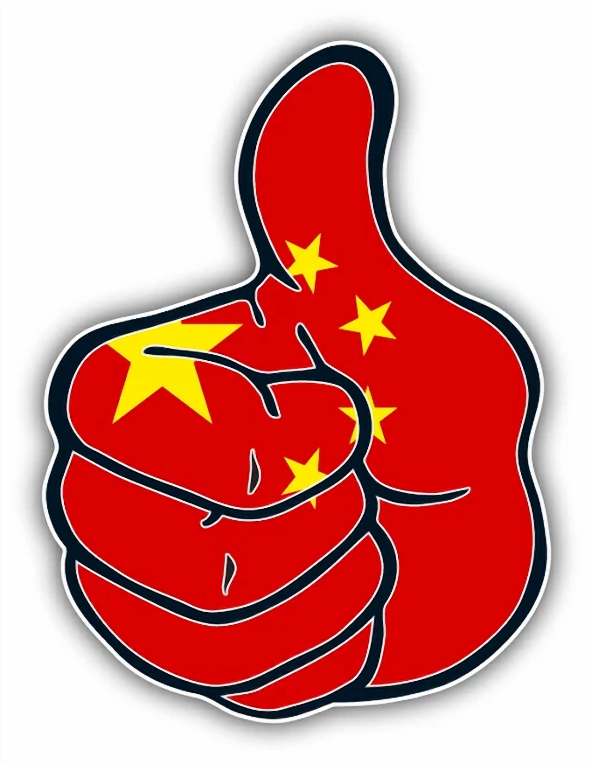 DOPASTICKER China Republic Flag Hand Thumb Judgment Up Positive Car ...