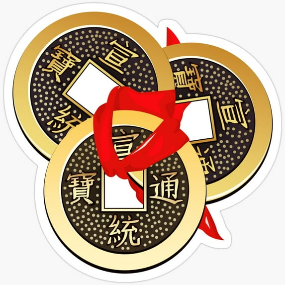 DOPASTICKER Chinese Coin Tied With Red Ribbon - Perfect Birthday Gift ...