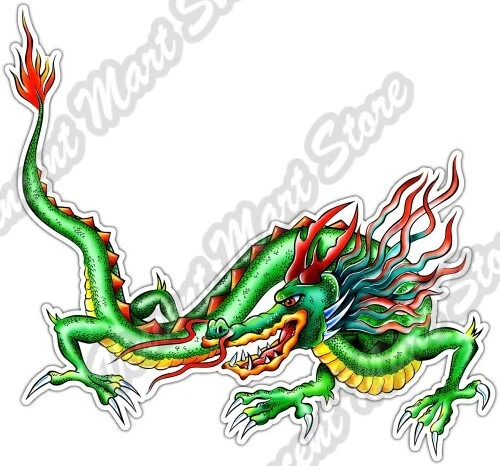 DOPASTICKER Chinese Dragon Fantasy Creature Green China Car Sticker ...