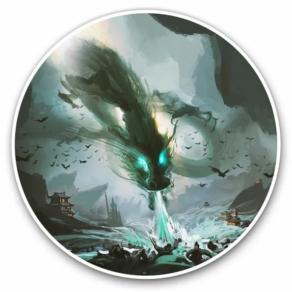 DOPASTICKER Chinese Dragon Monster Fantasy Cool Gift Decorative Laptop ...