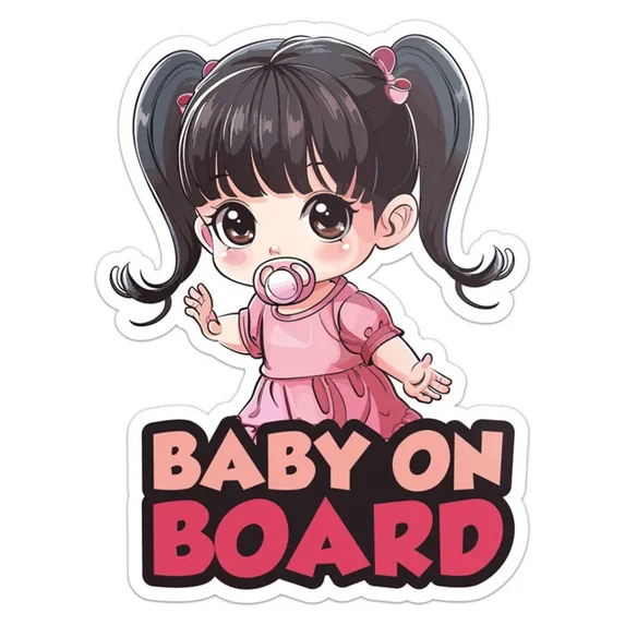 DOPASTICKER Chinese Girl Baby On Board Sticker Decal Phone Decal Water ...