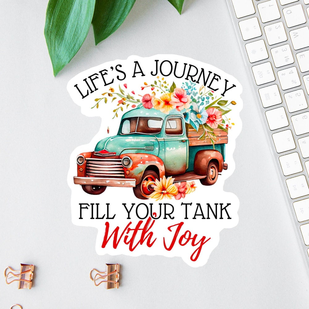 DOPASTICKER Choose Joy Sticker, Floral Farm Truck Sticker, Laptop ...