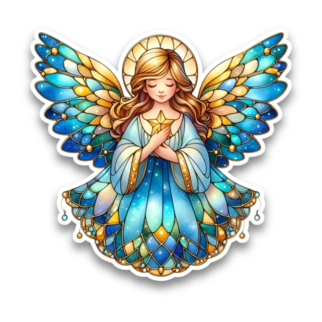 DOPASTICKER Chri.Stm.As Angel Stained Glass Style Opaque Sticker Car ...