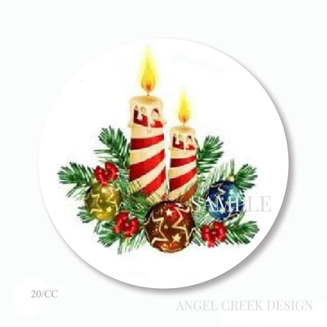 DOPASTICKER Chri.Stm.As Candle Scrapbook Stickers Round Phone Decal ...
