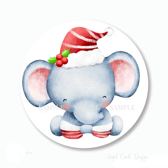 DOPASTICKER Chri.Stm.As Elephant Scrapbook Stickers Round Round Phone ...