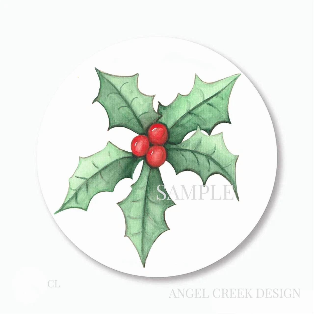 DOPASTICKER Chri.Stm.As Holly Berry Scrapbook Stickers Round, Phone ...
