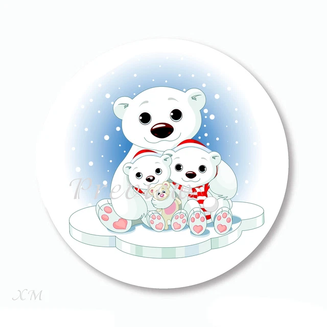 DOPASTICKER Chri.Stm.As Polar Bears Stickers Scrapbook Stickers Round ...